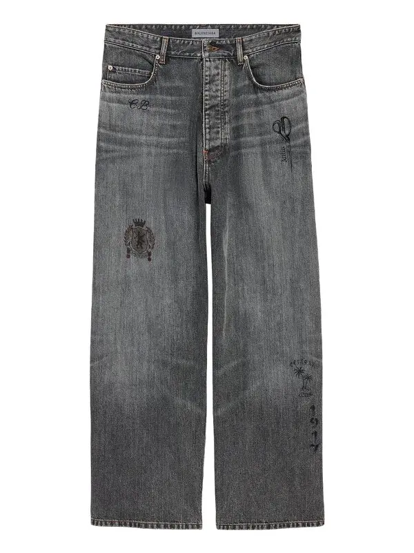 Balenciaga Tattoo Baggy Jeans - Grey