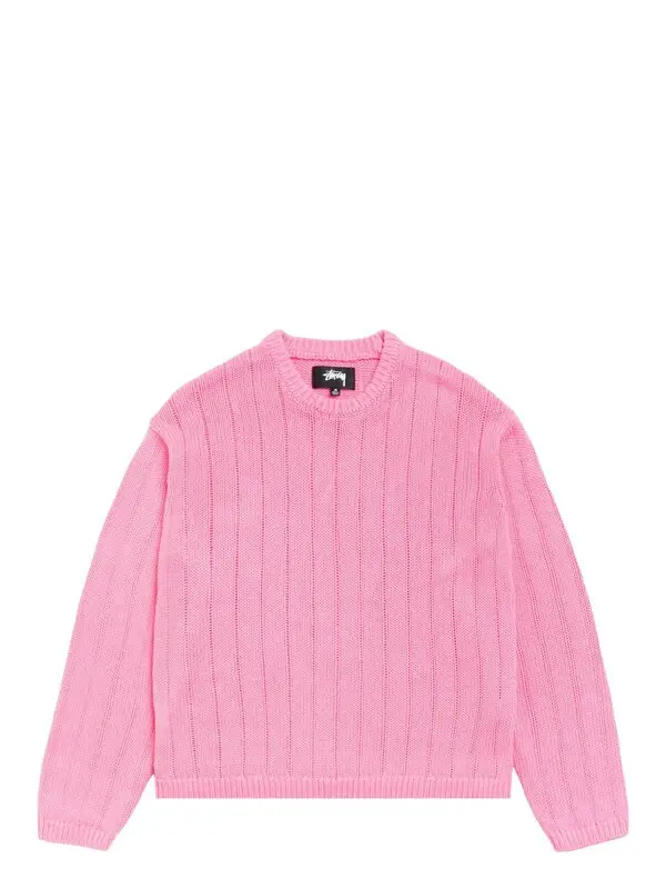 StÜssy Ribbed Knit Crewneck Sweater - Pink