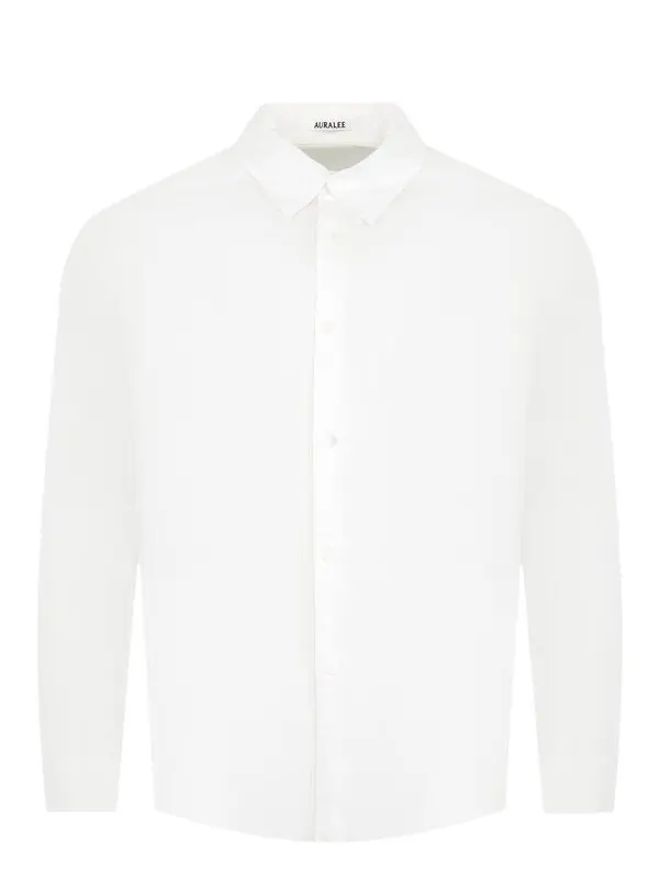 Auralee Garment-dyed Finx Shuttle Weather Shirt - White