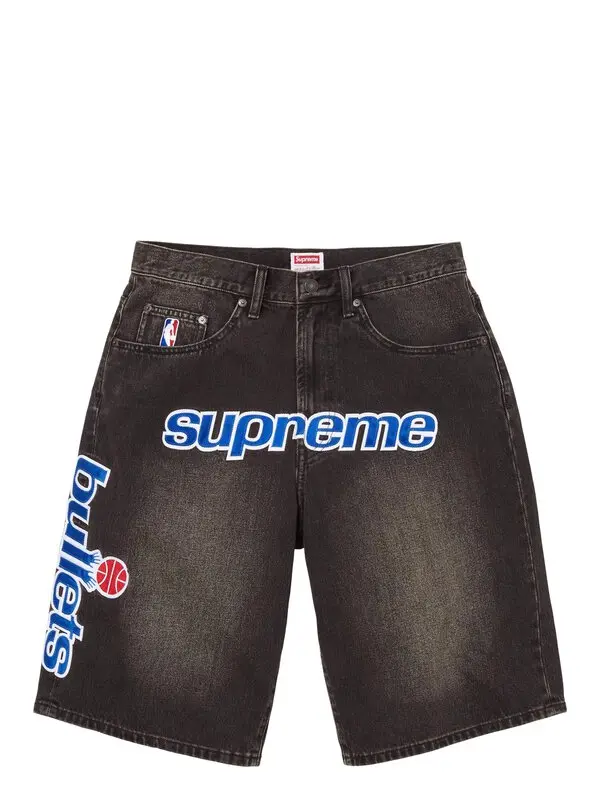 Supreme X Mitchell & Ness Washington Bullets Baggy Denim Short - Black