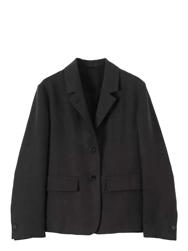 MARGARET HOWELL Linen Flap Pocket Blazer - Black