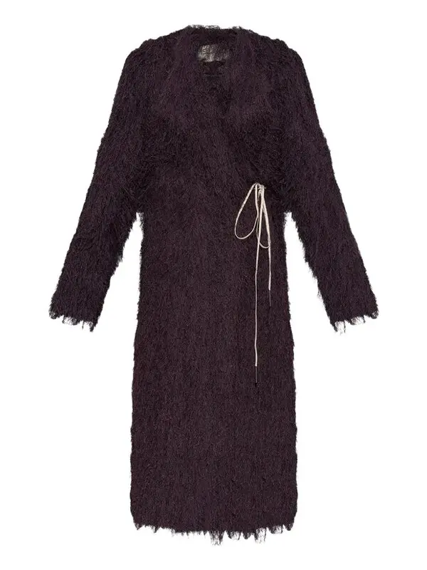 Dries Van Noten Fringed Wrap Coat - Purple