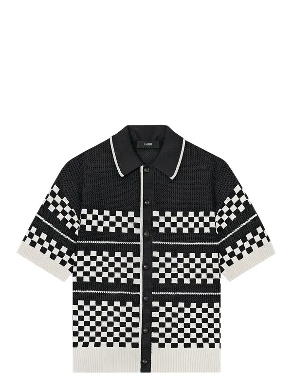 Amiri Checkered Mesh Button-up Shirt - Black