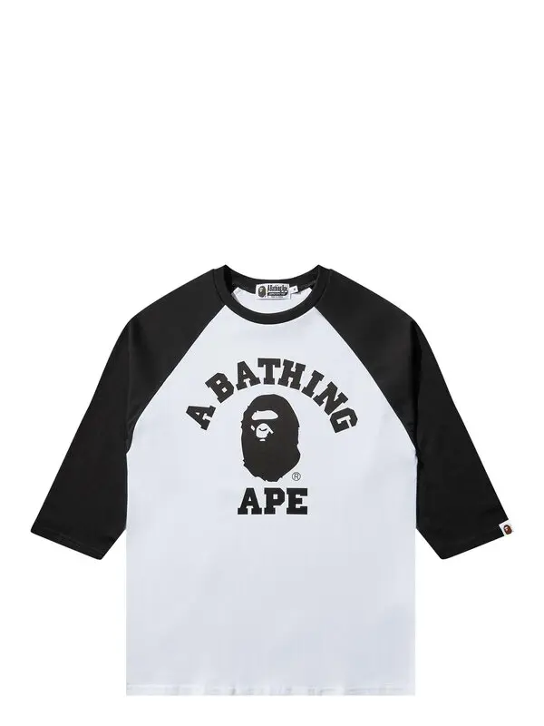 A BATHING APE College Raglan Long-sleeve Tee - White