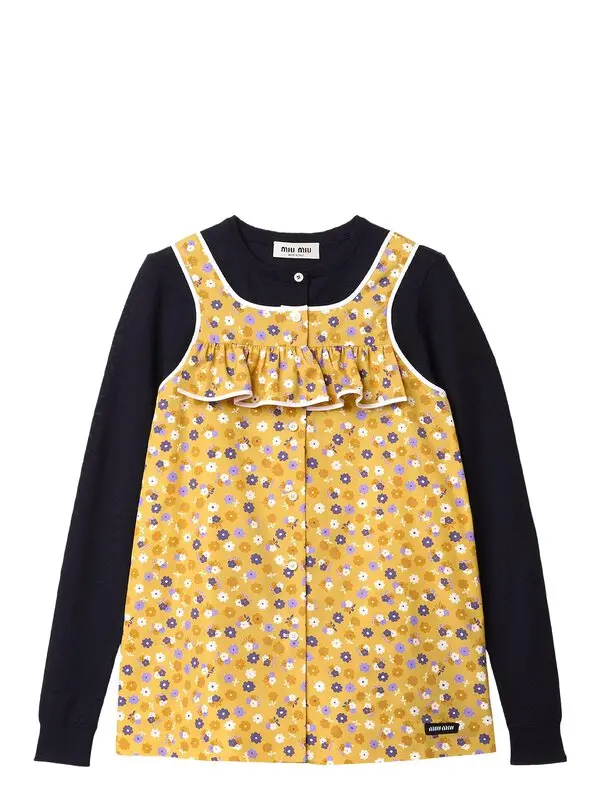 Miu Miu Floral Print Blouse With Ruffle Detail - Purple