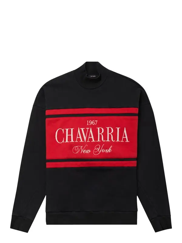 WILLY CHAVARRIA Crewneck Sweater With Striped Detail - Black