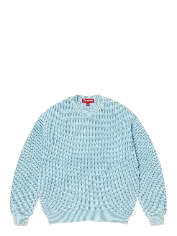 Supreme Washed Small Box Waffle Knit Sweater - Blue