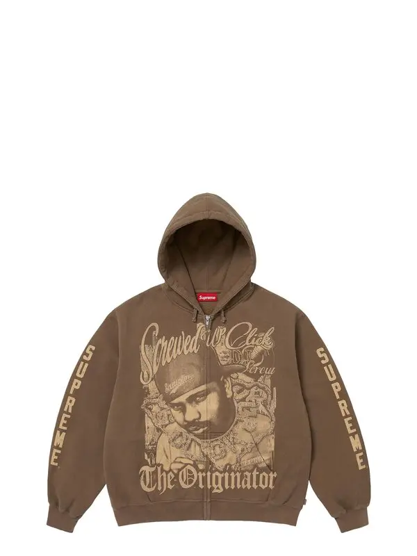 Supreme X Dj Screw Zip Up Hooded Sweatshirt - Brown