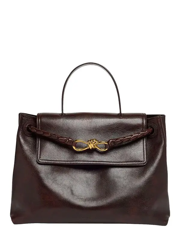 Bottega Veneta Dark Mahogany Braided Handle Bag - Red