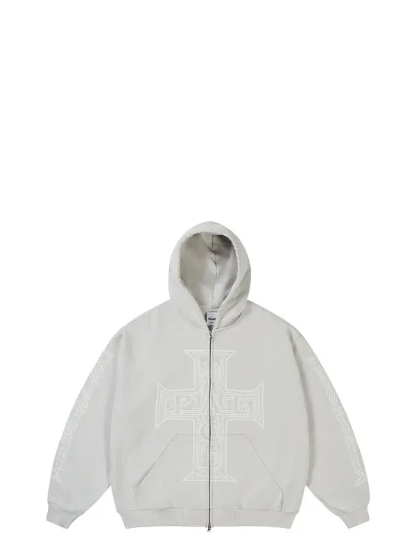 PALACE Y So Cross Pigment Full Zip Hoodie - Grey
