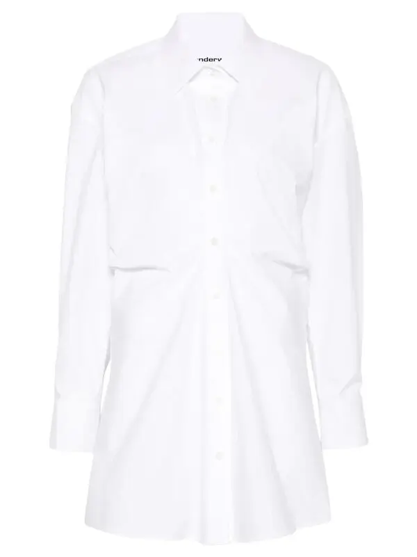 Alexander Wang Gathered Back Zipper Detail Long-sleeve Mini Shirt Dress - White