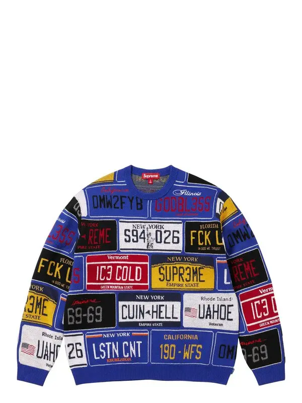 Supreme License Plate Knit Sweater - Blue