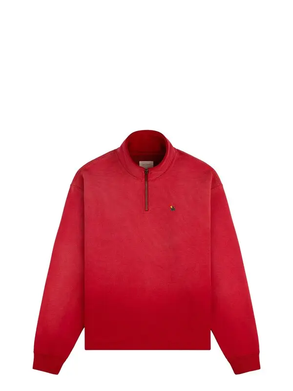 Aimé Leon Dore Sun Faded Crest Quarter Zip Sweatshirt - Red