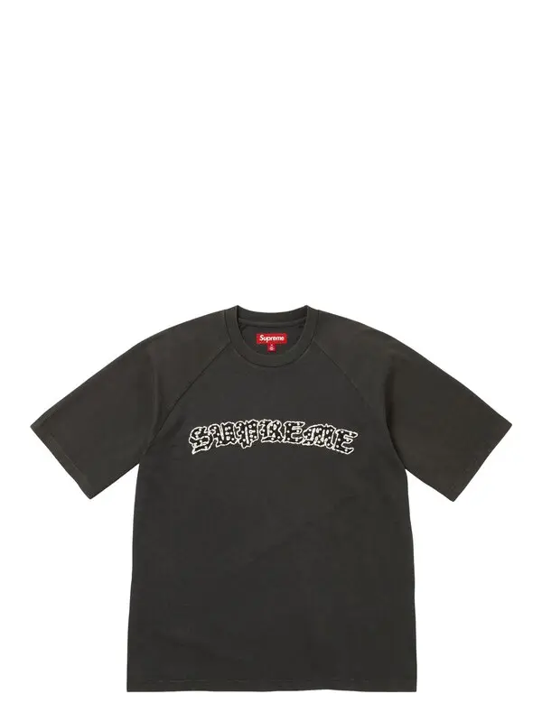 Supreme Rhinestone Raglan Short-sleeve Top - Black