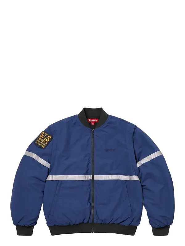 Supreme Zip-off Sleeve Reflective Stripe Jacket 'navy - Blue