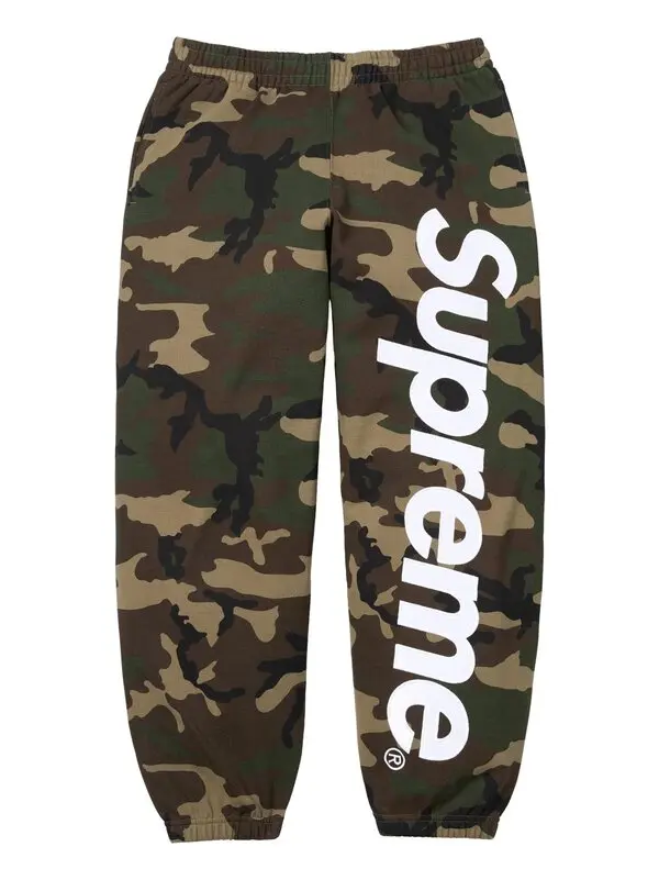 Supreme Woodland Camo Satin Appliqué Sweatpant - Green
