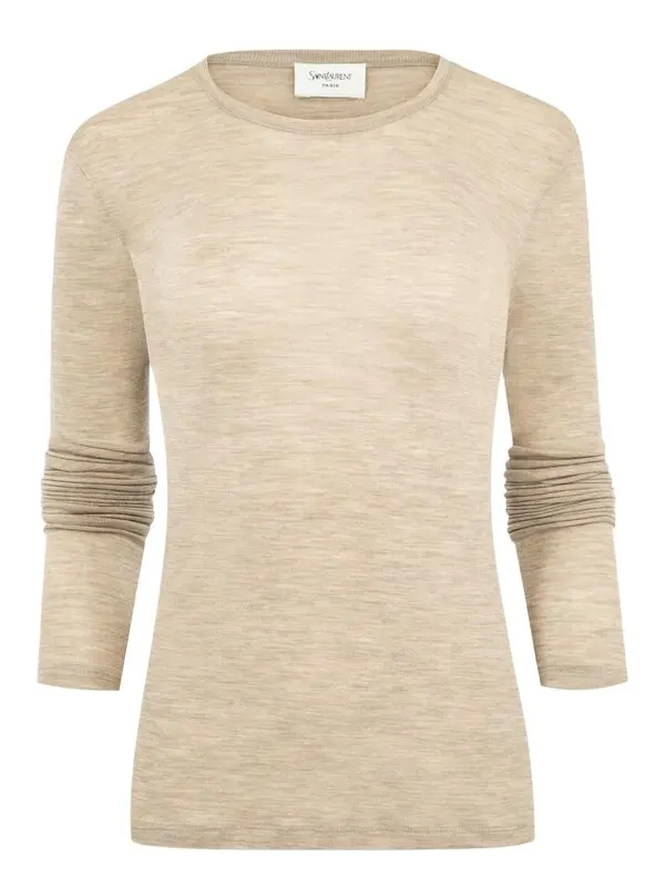 Saint Laurent Long Sleeve Jersey T-shirt - Tan