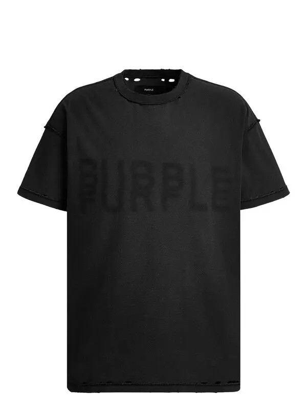 PURPLE BRAND Textured Inside Out Tee - Black