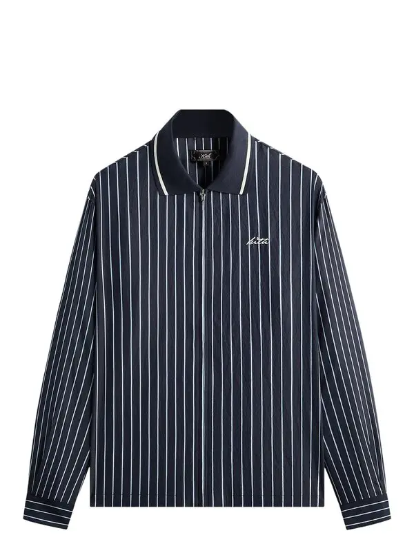 Kith Striped Poplin Long Sleeve Zip Front Shirt - Black