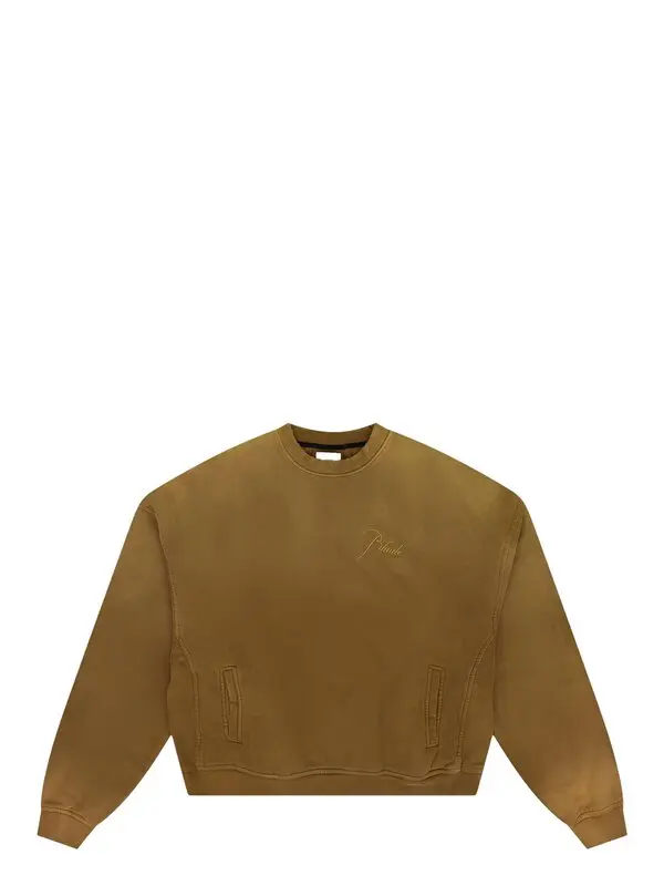 Rhude Script Logo Crewneck Sweatshirt - Brown
