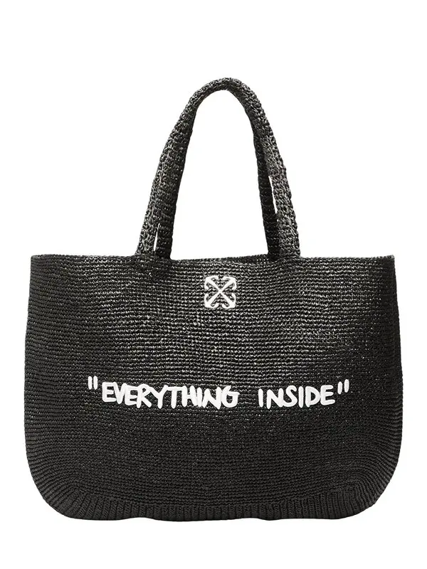 Off-White Jitney Tote Quote Bag /white - Black