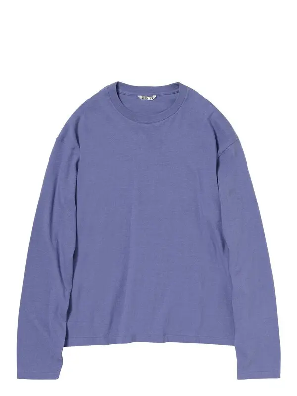 Auralee Brushed Organic Cotton Jersey Long-sleeve Tee - Purple
