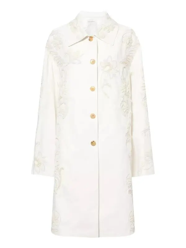 Dries Van Noten Monocolour Matador Embroidery Coat - White