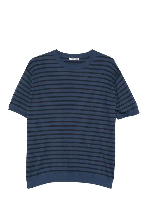 Auralee High Gauge Cotton Knit Tee - Blue