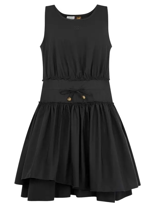 Loewe Sleeveless Gathered Midi Dress - Black
