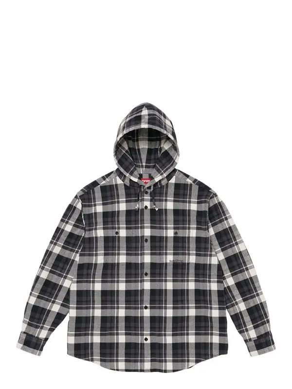 Supreme Hooded Flannel Shirt - Black
