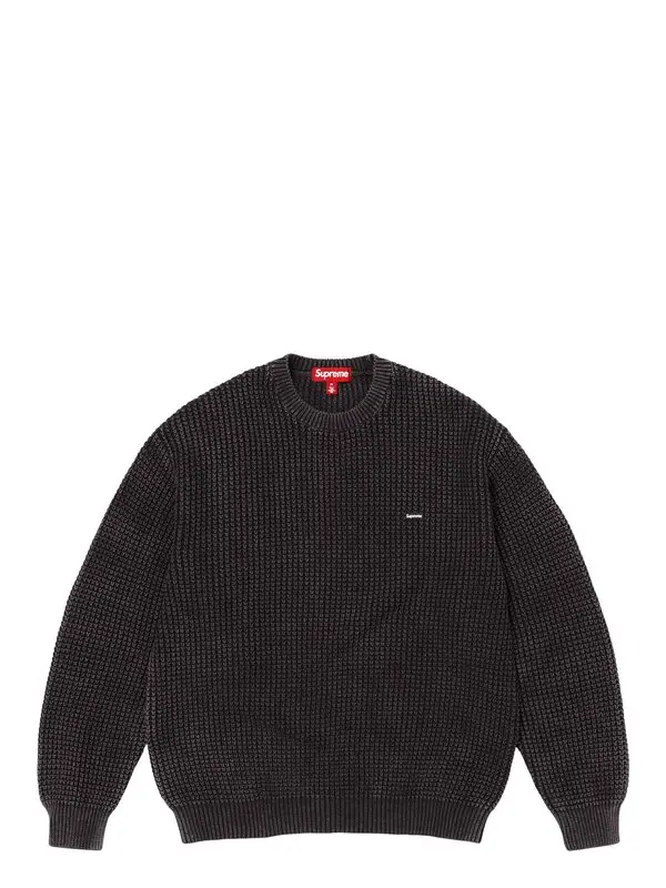 Supreme Washed Small Box Waffle Sweater - Black