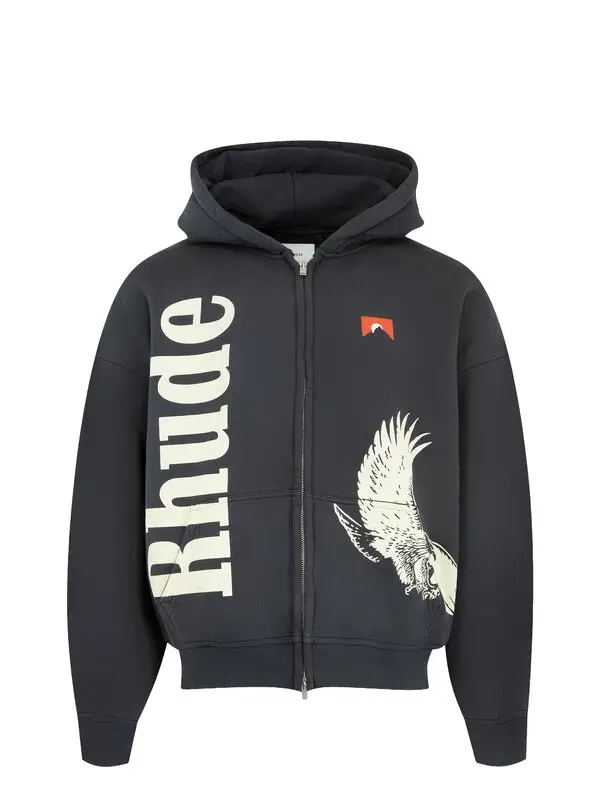 Rhude Eagle Pass Zip-up Hoodie - Black