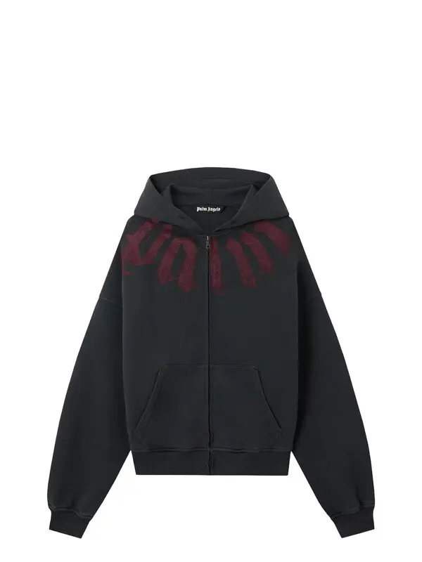 Palm Angels Big Neck Logo Zip Hoodie - Black