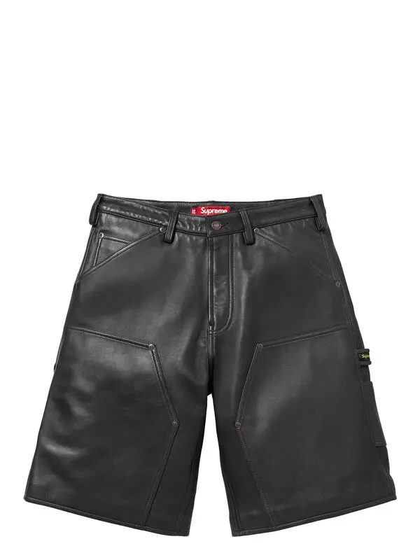 Supreme Leather Double Knee Painter Short - Black