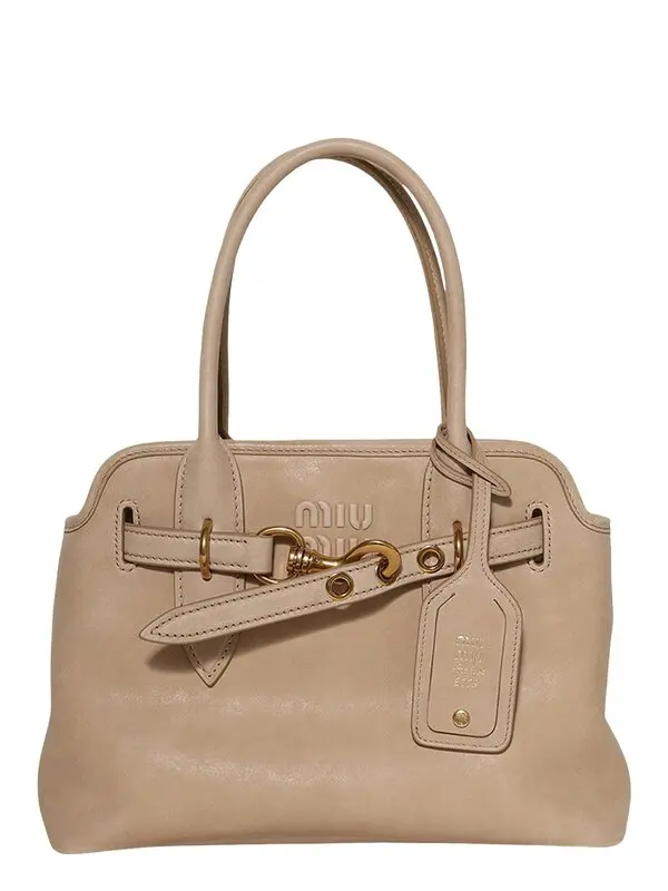 Miu Miu Nappa Aviator Corda Top Handle Bag - Tan