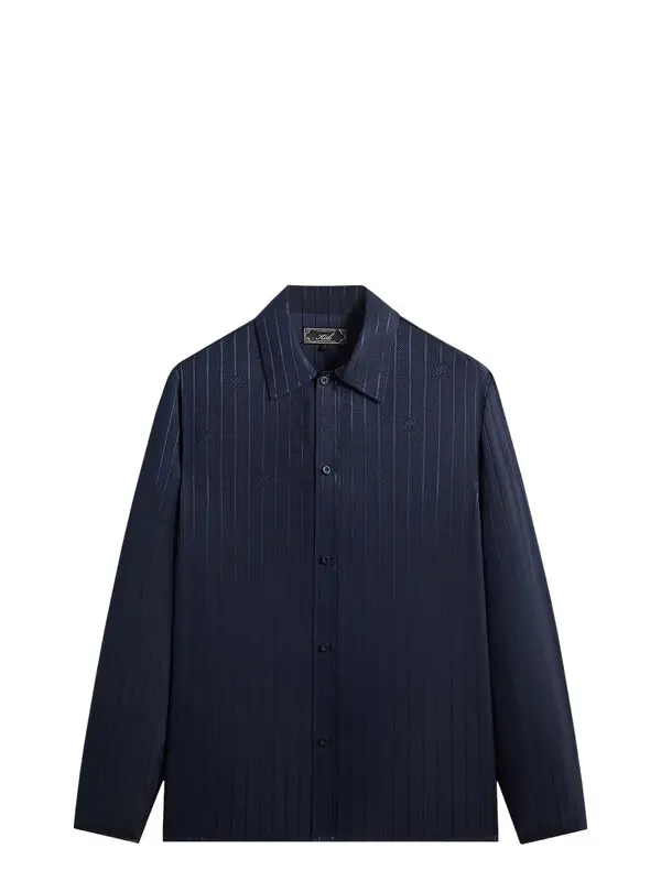 Kith Crest Logo Long Sleeve Boxy Collared Overshirt - Black