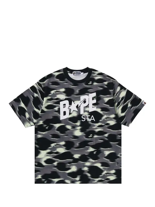 A BATHING APE Screen Camo Sta Logo Relaxed Fit Tee - Black