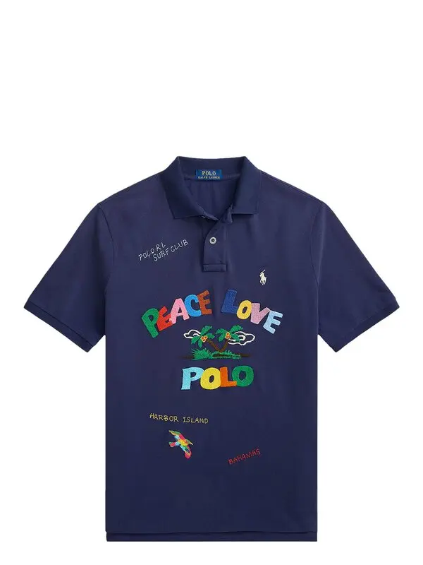 Polo Ralph Lauren Embroidered Graphic Short Sleeve Polo - Blue