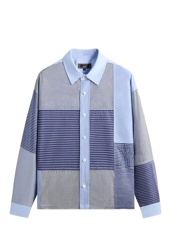 Kith Poplin Stripe Patchwork Shirt - Blue