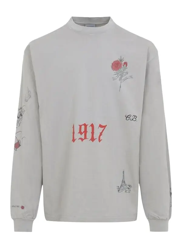 Balenciaga Long-sleeve Graphic T-shirt - Grey