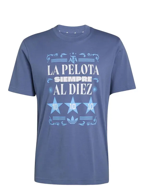 Adidas Argentina "la Pelota Siempre Al Diez" Crewneck T-shirt - Blue