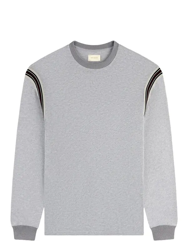 Aimé Leon Dore Long Sleeve Slub Knit Tee With Striped Detailing - Grey
