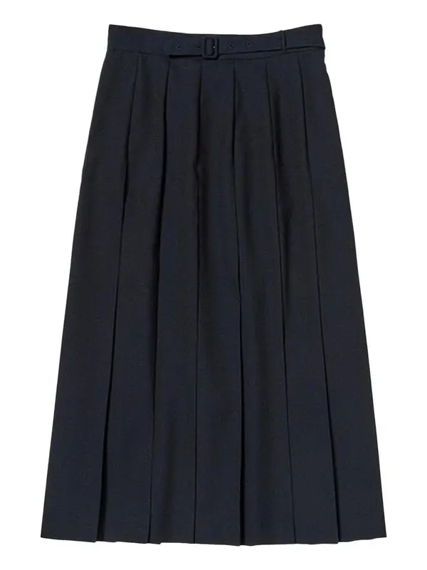 Auralee Wool Mohair Hopsack Pleated Skirt - Blue