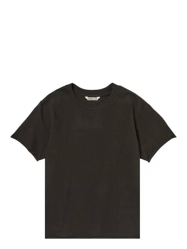 Auralee Brushed Organic Cotton Jersey Tee - Black