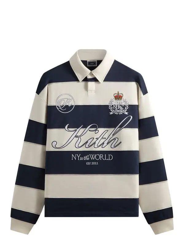 Kith Compact Fleece Striped Rugby 'nocturnal - Black