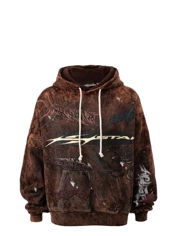 HELLSTAR H Star Graffiti Hoodie - Brown
