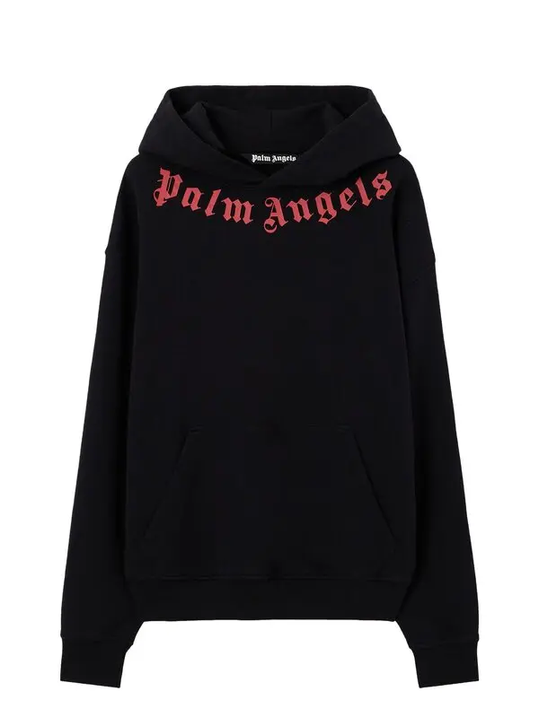 Palm Angels Neck Logo Hoodie - Black
