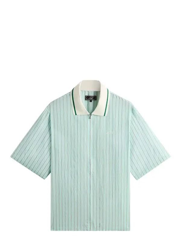 Kith Striped Zip Front Shirt - Blue