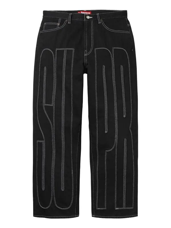 Supreme Inset Spellout Baggy Jean - Black