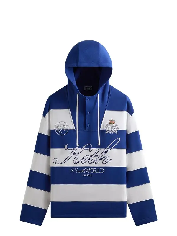 Kith Compact Fleece Striped Anorak Hoodie - Blue